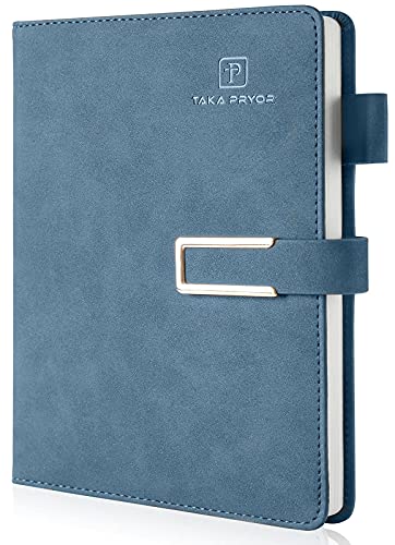 TAKA PRYOR Journal Notebook Lined, Hardcover Magnetic Closure, Personal Professional Notebooks, with Pen Loop,Medium 5.7 x 8.3 inches, 120 GSM Paper Gifts Blue Ruled