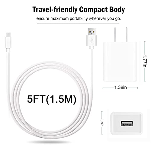 5V AC Power Adapter Charger and 5ft USB Charging Cord Cable Compatible with Vtech RM5754/HD/2HD, VTech RM5764/HD/2HD, VTech RM5864/HD/2HD, VTech RM7754/HD/2HD, VTech RM7764/HD/2HD Video Baby Monitor