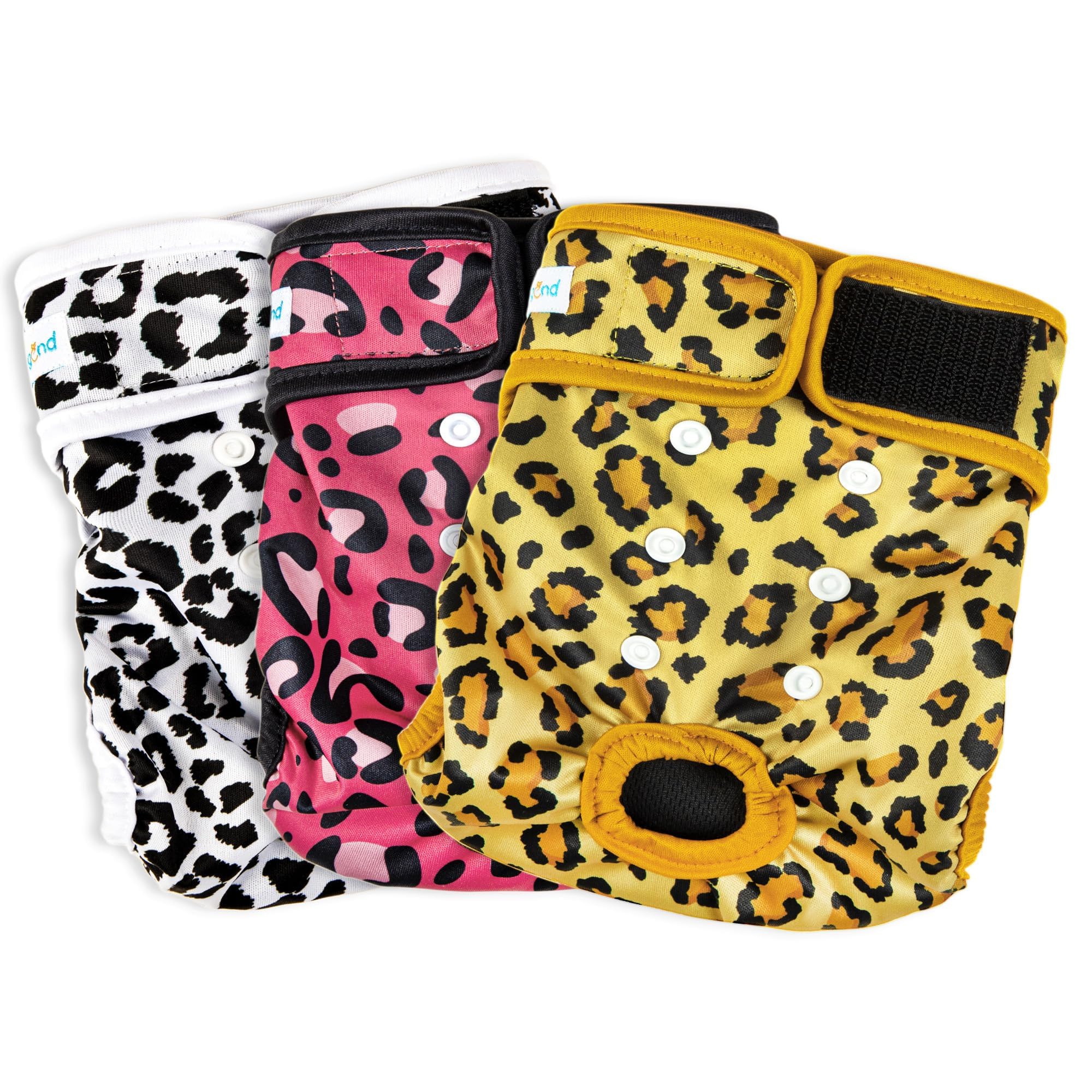 Paw Legend Washable Reusable Female Dog Period Diapers for Heat Doggie Puppy Diapers for Female Dogs (3 Pack, Leopard, X-Small)