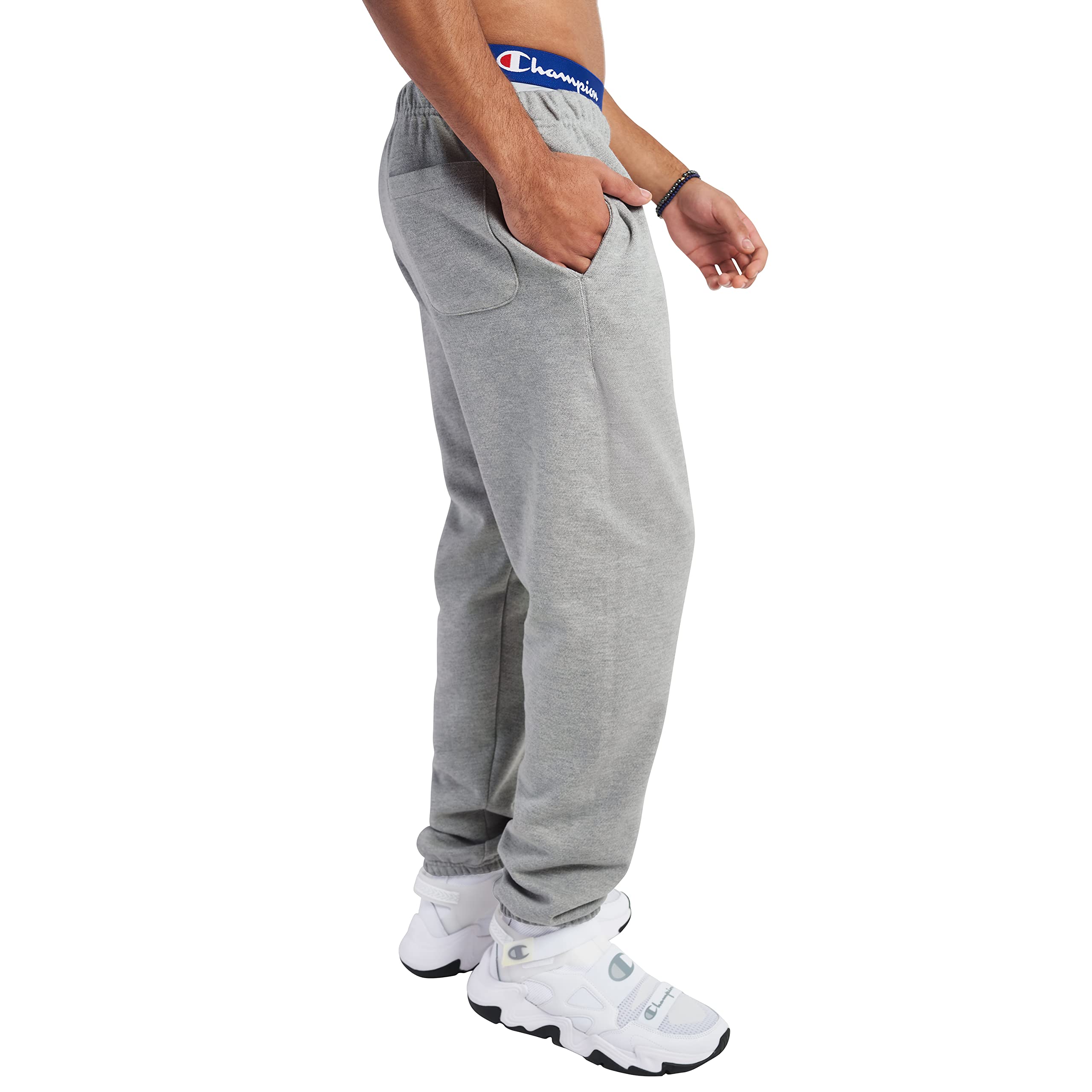 Champion, Reverse Weave, Heavyweight Fleece Sweatpants for Men, 30", Oxford Gray C Logo, XX-Large
