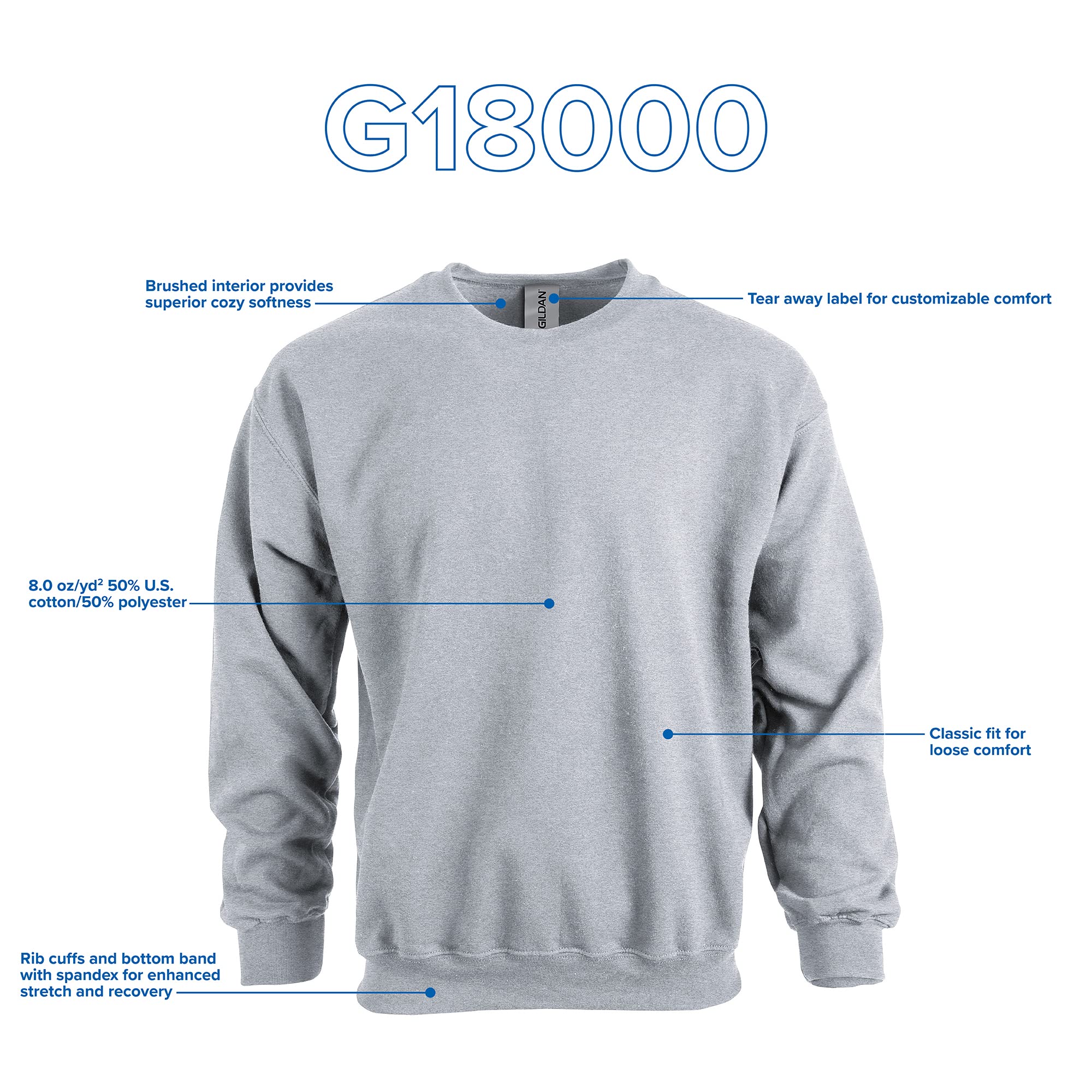 UGP Campus Apparel Gildan Men's Heavy Blend Crewneck Sweatshirt - X-Large - Sport Grey