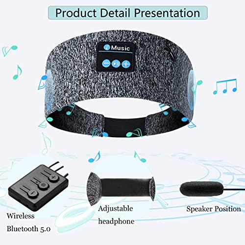 Sleep Headphones Bluetooth Headband, Adeleloth Adjustable Soft Sleep Headphones Headband,Long Time Play Headphone Band with Built in Speakers Perfect for Sleep,Workout,Running,Yoga,Travel