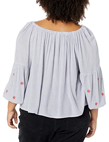NIC+ZOE Women's Plus Size Scenic Stripes Shirt, Blue Multi, 2X