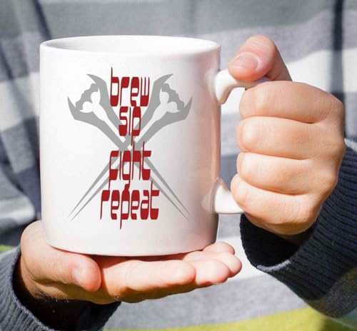 Gifts for Martial Arts Lovers, Great Father's Day Present - Fight Sweat for Coffee and Tea, Navy on 11 Oz White Ceramic Coffee Mug
