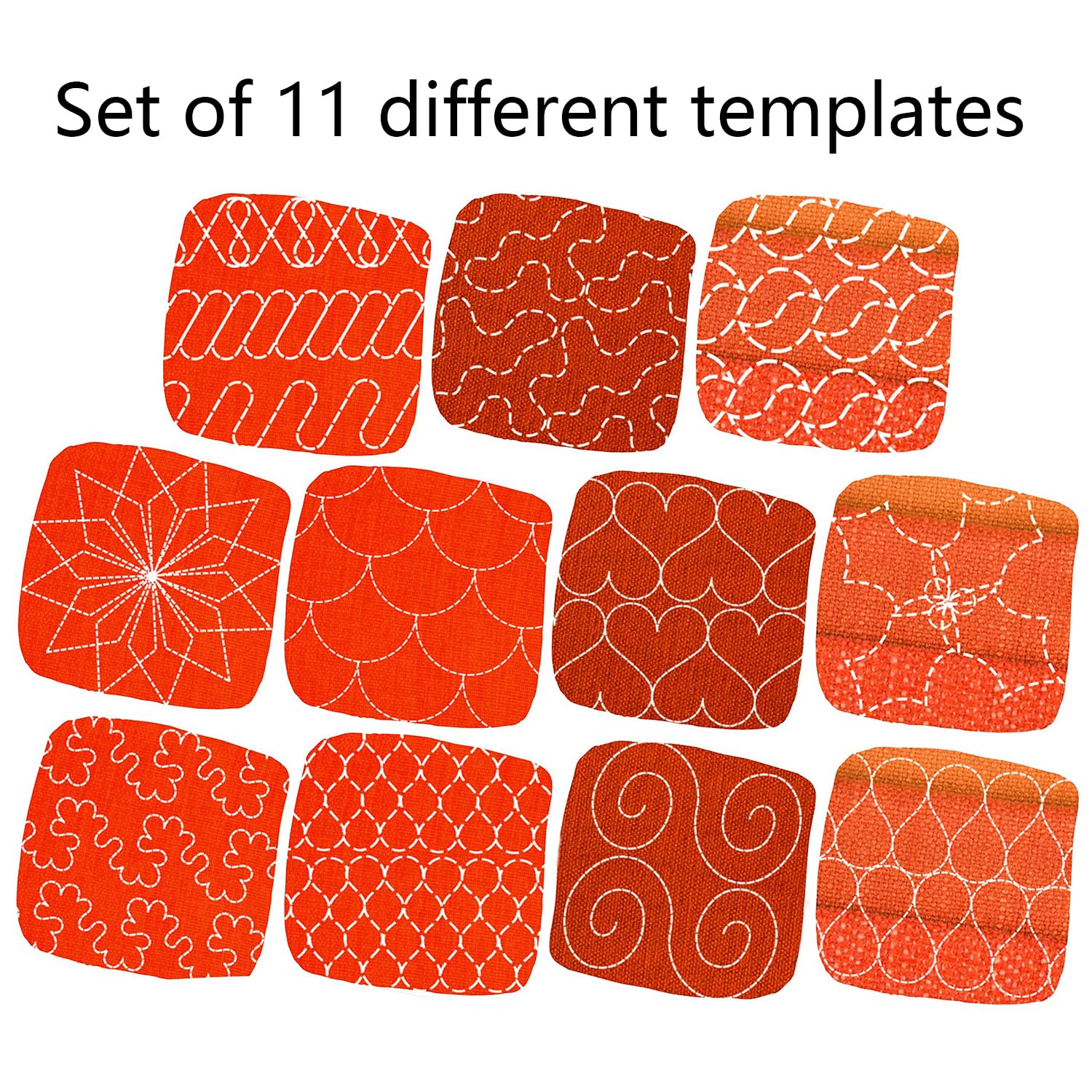 Quilting Templates ,11-Piece Set with Free Motion Quilting Rulers and Templates,Low Shank Machine Quilting Templates - Essential Quilting Supplies