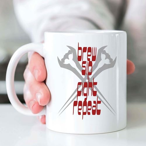 Gifts for Martial Arts Lovers, Great Father's Day Present - Fight Sweat for Coffee and Tea, Navy on 11 Oz White Ceramic Coffee Mug