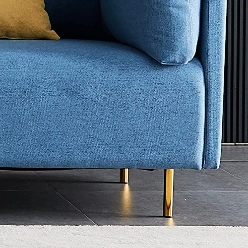 Hommoo Modern Reversible Sectional Sofa Couch for Living Room U Shaped Sectional with 2 Ottomans Comfy Linen Fabric 4 Seat Sofa with Metal Legs Large Modular Sofa Couch with Pillows 143" Blue