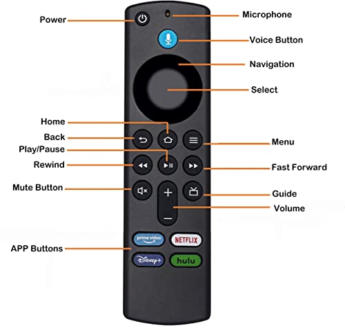Voice Remote (3rd Gen) Replacement for Alexa Voice Remote, Compatible with Fire TV Stick 4K, Fire TV Stick (2nd & 3rd Gen), Fire TV Cube (1st and Later), Fire TV (3rd Gen), Fire TV Stick Lite