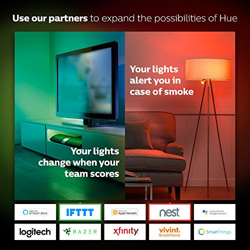 Philips Hue White and Color Ambiance Starter Kit (Older Model, 3 A19 Bulbs and 1 Bridge, Compatible with Amazon Alexa, Apple HomeKit and Google Assistant)