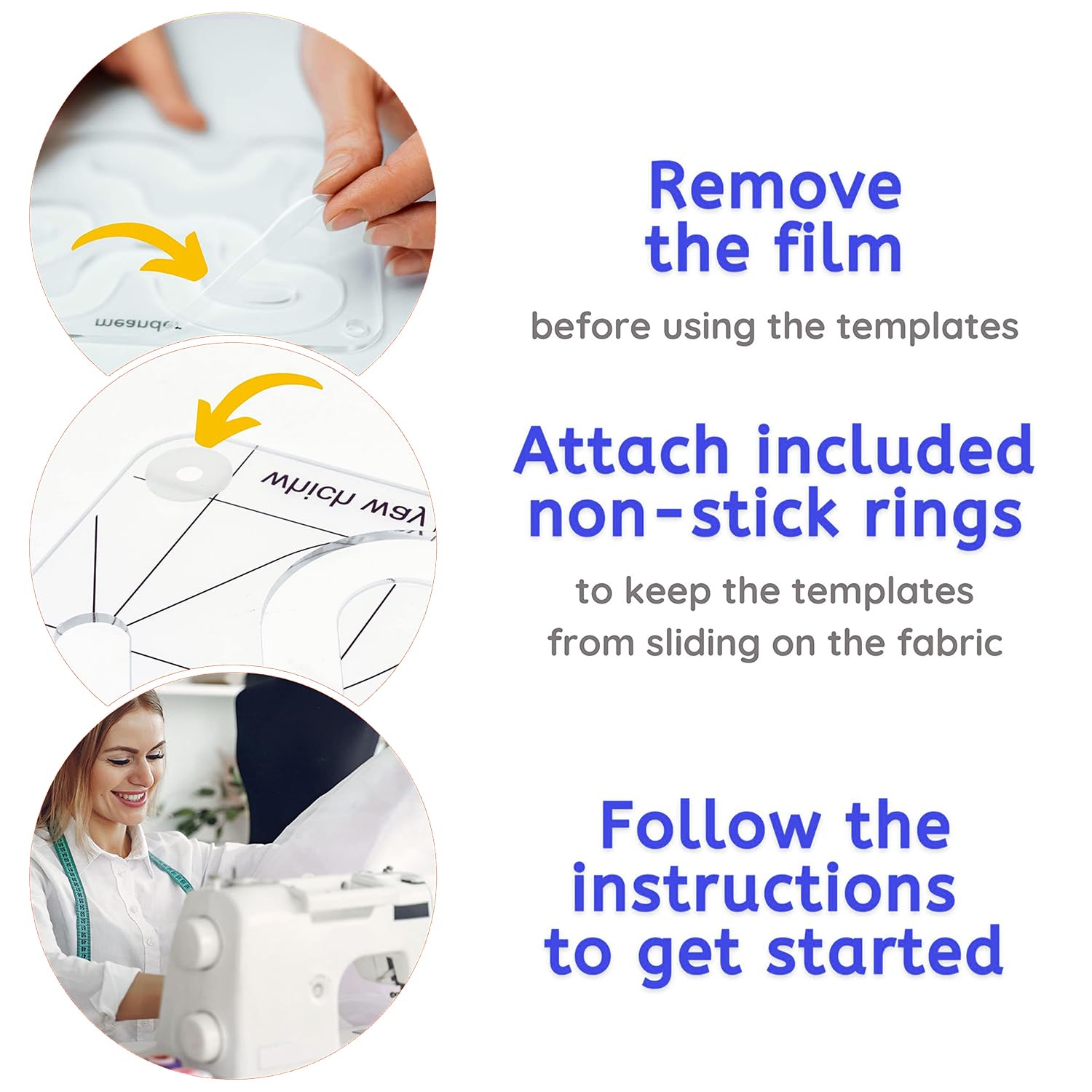 Quilting Templates ,11-Piece Set with Free Motion Quilting Rulers and Templates,Low Shank Machine Quilting Templates - Essential Quilting Supplies