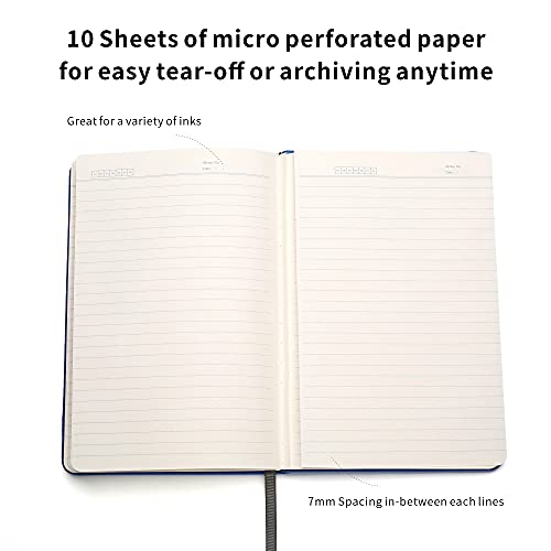 Deziliao Hardcover Notebook Journal 160 Pages, Lined Journal Notebooks for Work, 100Gsm Premium Thick Paper with Pocket, Medium 5.7"x8.4" (Blue, Ruled)
