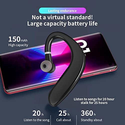 ASHATA Bluetooth 5.2 Headset,Hands Free Ear Hook Bluetooth Wireless Headphone,Waterproof Ultralight Ear Hook Headphone,Single Ear Business Earphone for Sport Driving Business Office