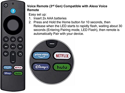 Voice Remote (3rd Gen) Replacement for Alexa Voice Remote, Compatible with Fire TV Stick 4K, Fire TV Stick (2nd & 3rd Gen), Fire TV Cube (1st and Later), Fire TV (3rd Gen), Fire TV Stick Lite