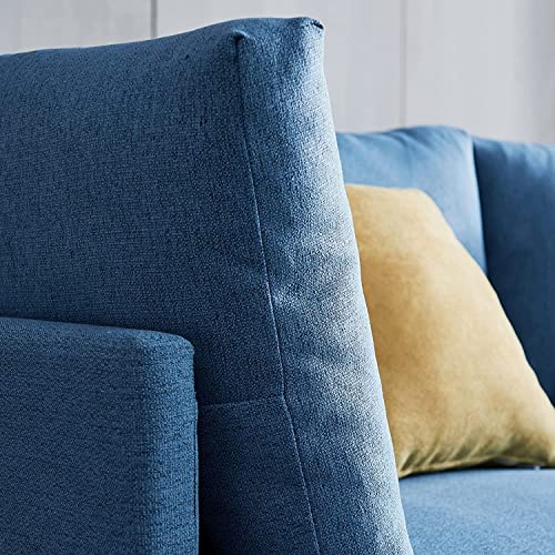 Hommoo Modern Reversible Sectional Sofa Couch for Living Room U Shaped Sectional with 2 Ottomans Comfy Linen Fabric 4 Seat Sofa with Metal Legs Large Modular Sofa Couch with Pillows 143" Blue