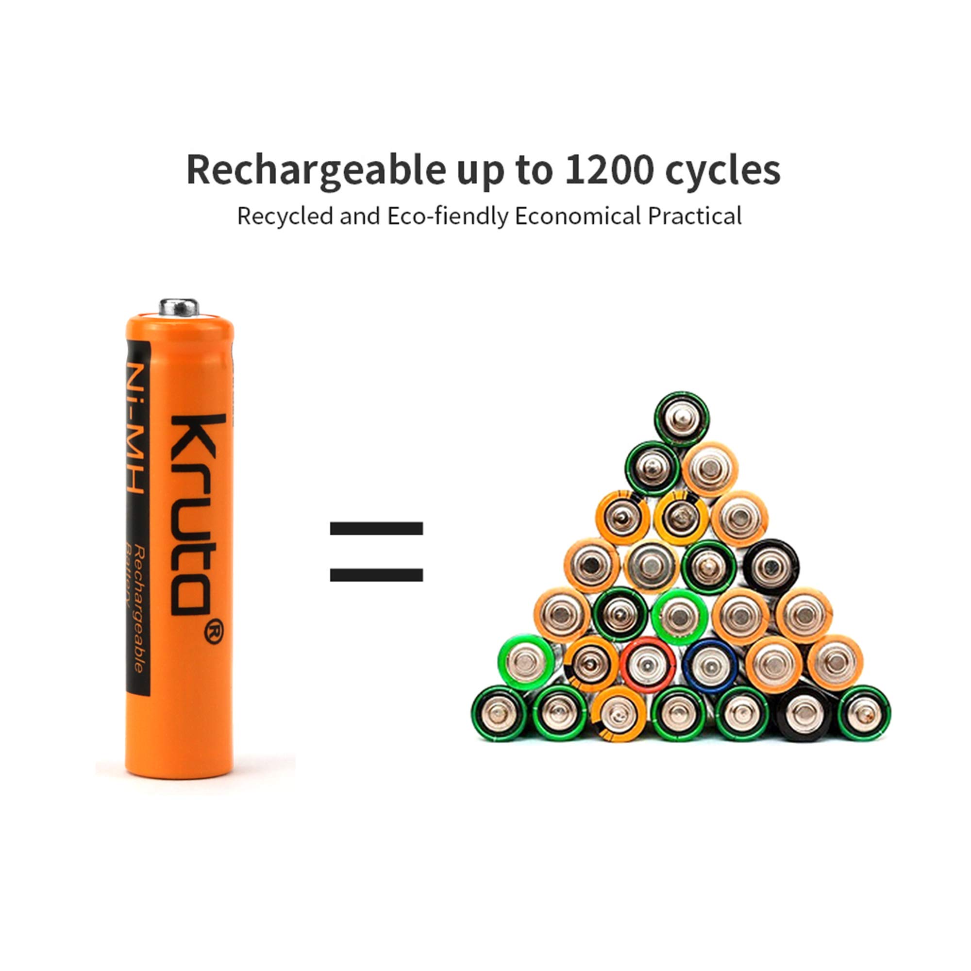 Kruta NI-MH AAA Rechargeable Battery 1.2V 700mah hhr-55aaabu AAA Batteries for Panasonic Cordless Phones, Remote Controls, Electronics, Solar Lights (Pack 8)