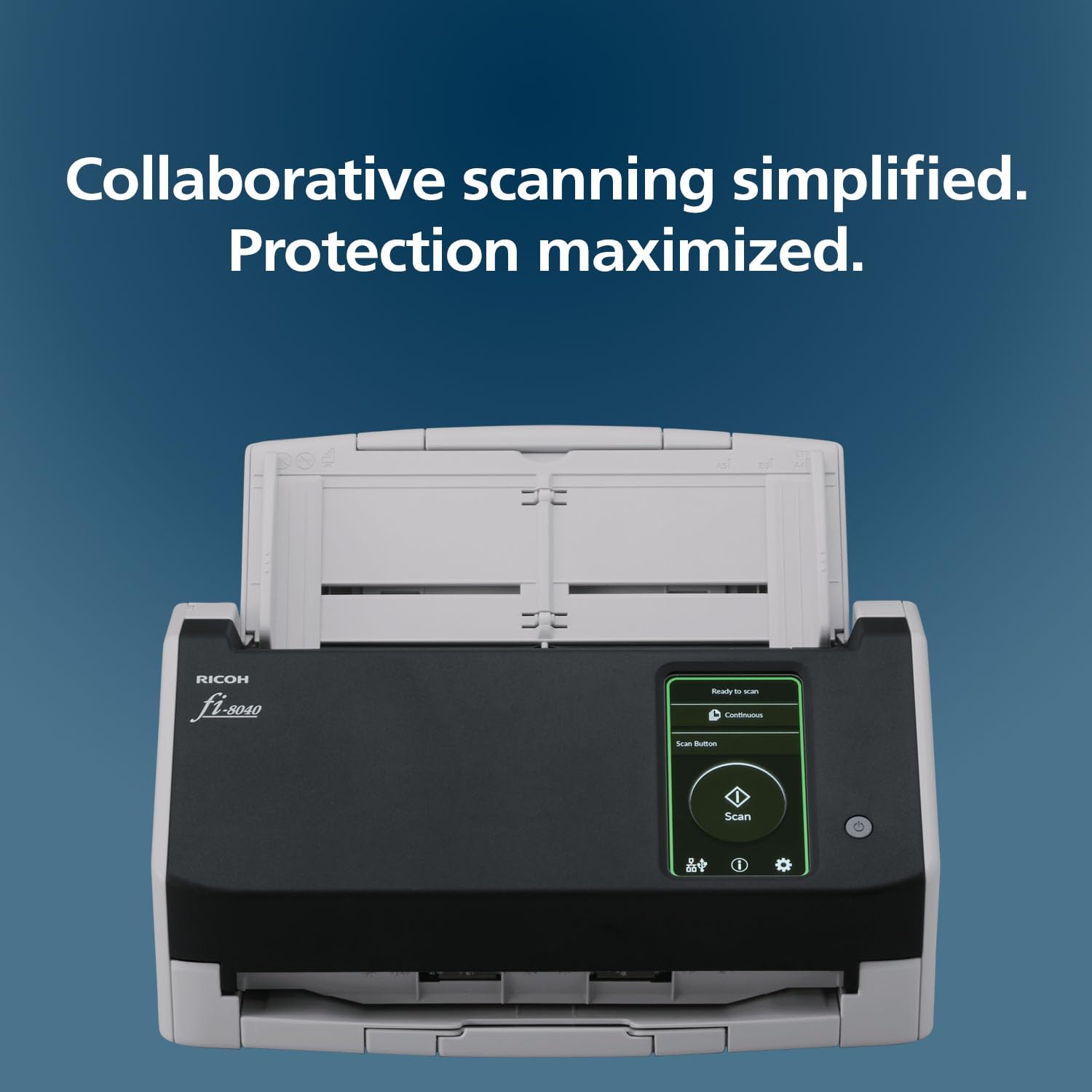 RICOH fi-8040 Premium Fast Front Office & Desktop Document, Receipt, ID Card Scanner with 50 Page Auto Feeder and PC-Less DirectScan Network Scanning Capability with 4-Year Advance Exchange Warranty