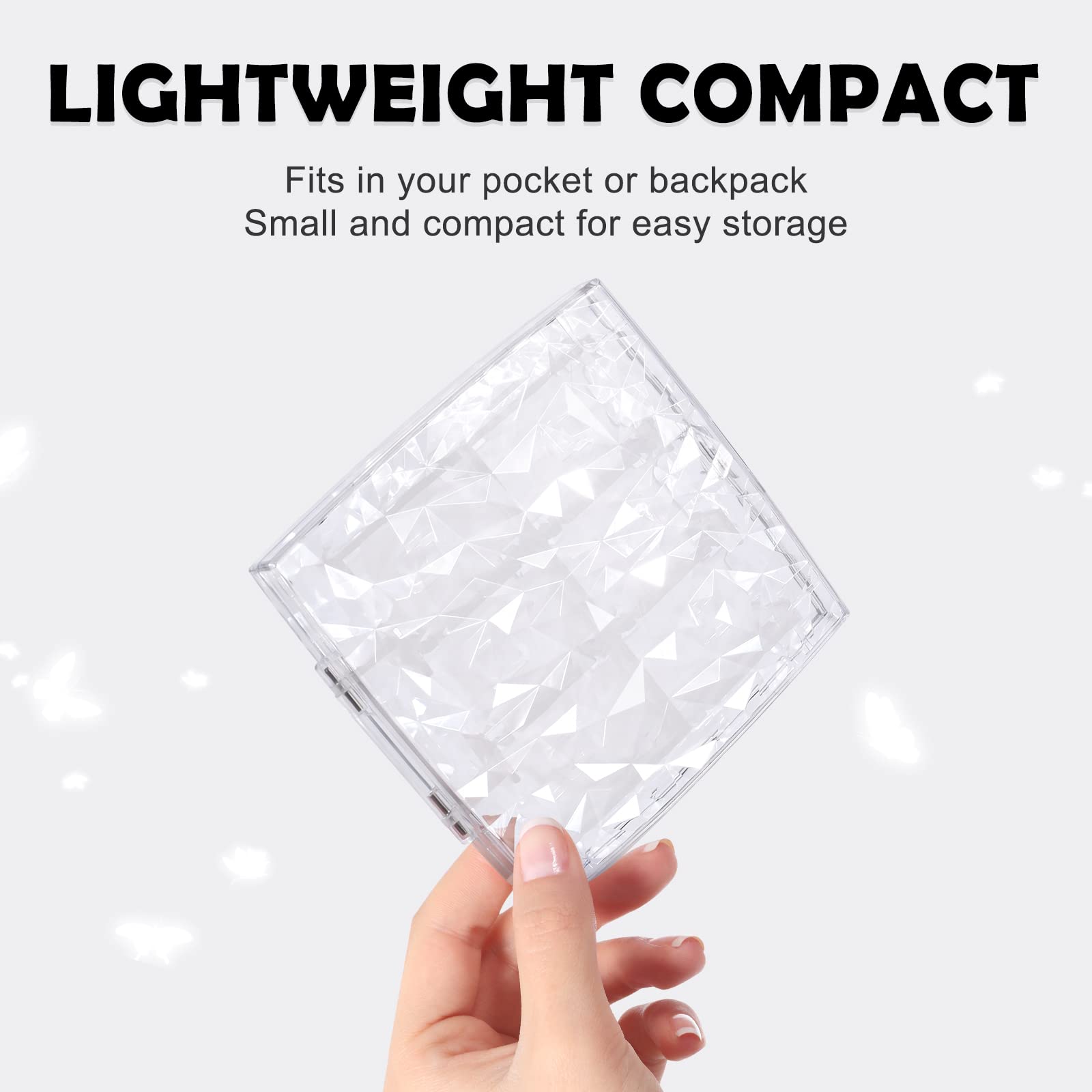 DLseego Clear Crystal Game Card Case For Regular Switch / Lite / OLED, 11 Slots Game Cards Holder 2 SD Card Slots, Sparkle Portable Game Card Storage Cartridge Box with 2PCS Diamond Thumb Grips