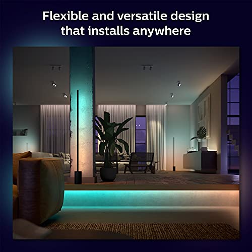 Philips Hue Bluetooth Gradient Ambiance Smart Lightstrip Starter Kit (6ft Base Kit + 3ft Ext + Hue Hub), White