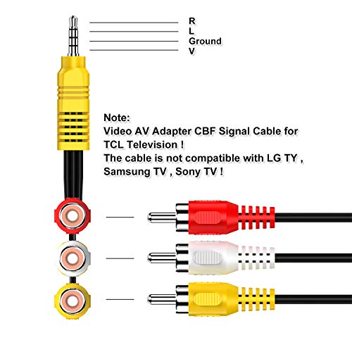 3.5MM to 3 RCA Cable ,Video AV Component Adapter Cable Replacement for TCL TV, 3 RCA to AV Input Adapter - 23CM/9in