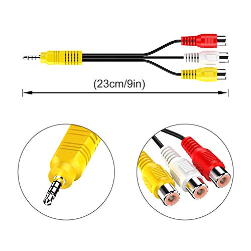 3.5MM to 3 RCA Cable ,Video AV Component Adapter Cable Replacement for TCL TV, 3 RCA to AV Input Adapter - 23CM/9in