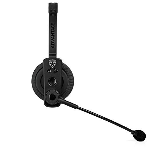 Blue Tiger Advantage Wireless Bluetooth Voice Assisted Headset – Professional Truckers Noise Cancellation Head Set with Microphone – Clear Sound, Long Battery Life, No Wires - 30 Hour Talk Time, Black