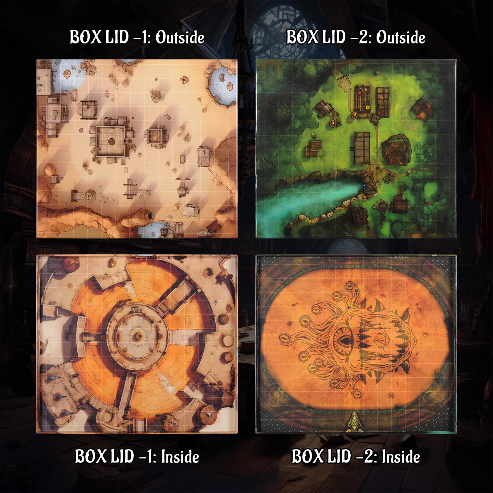 CZYY DND Foldable Mat Dry Erase TTRPG Map Grassland & Desert Two-Sided Cardboard Terrain 27x23 Inches with Square Grid - Portable, Reusable Game Board for D&D, Pathfinder and Tabletop RPGs (Style A)