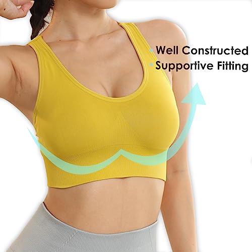 Evercute Sports Bra for Women Padded Medium Support Criss Cross Strappy Bras Seamless High Impact Yoga Exercise Athletic Bras