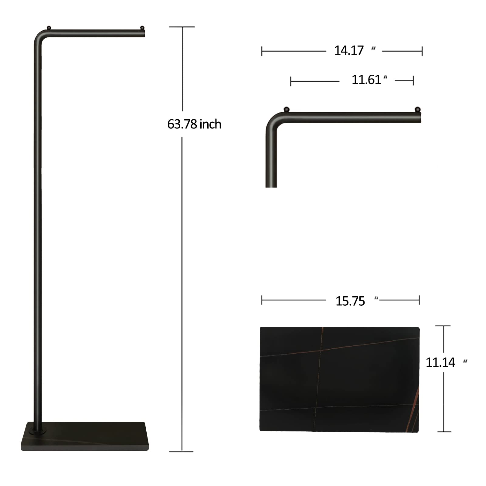 Aolohomy Metal Coat Rack, Modern Clothing Tree with Heavy-weight Slate Base, Small Coat Stand for Entryway/Bedroom/Hallway, Standing Plant Hanger, Matte Black