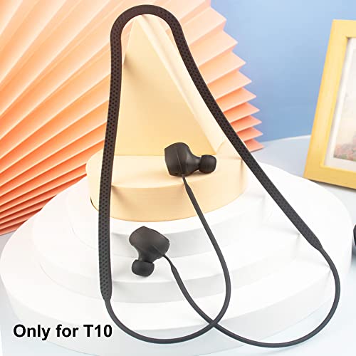 smaate Anti-Lost Strap Compatible with TOZO T10 Earbuds, Soft Silicone Cord for Sports, Black