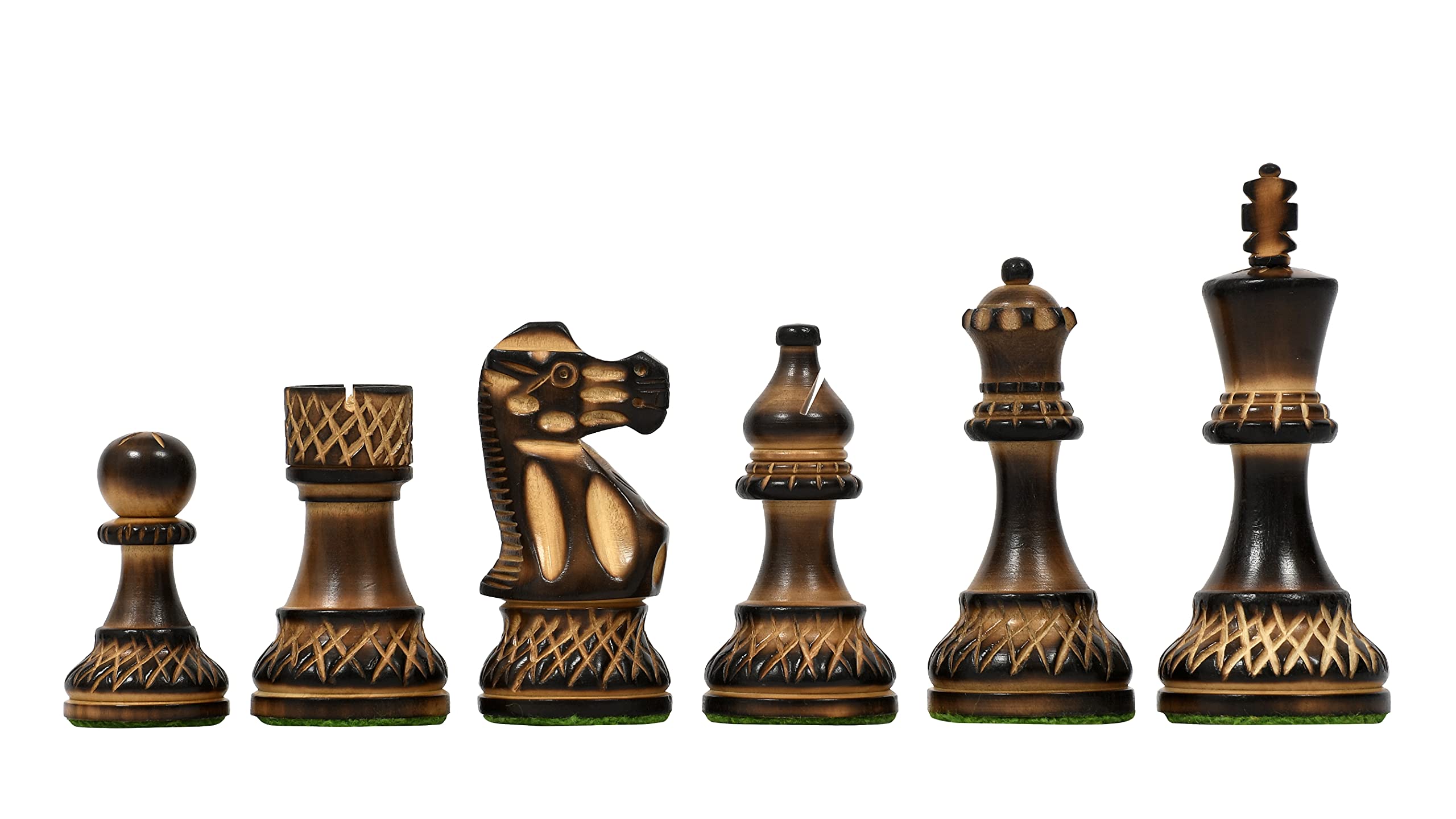 CHESSBAZAAR 3.8" King Burnt Blazed Chess Set for Adults & Kids, Wooden Chess Pieces only in Burnt Boxwood