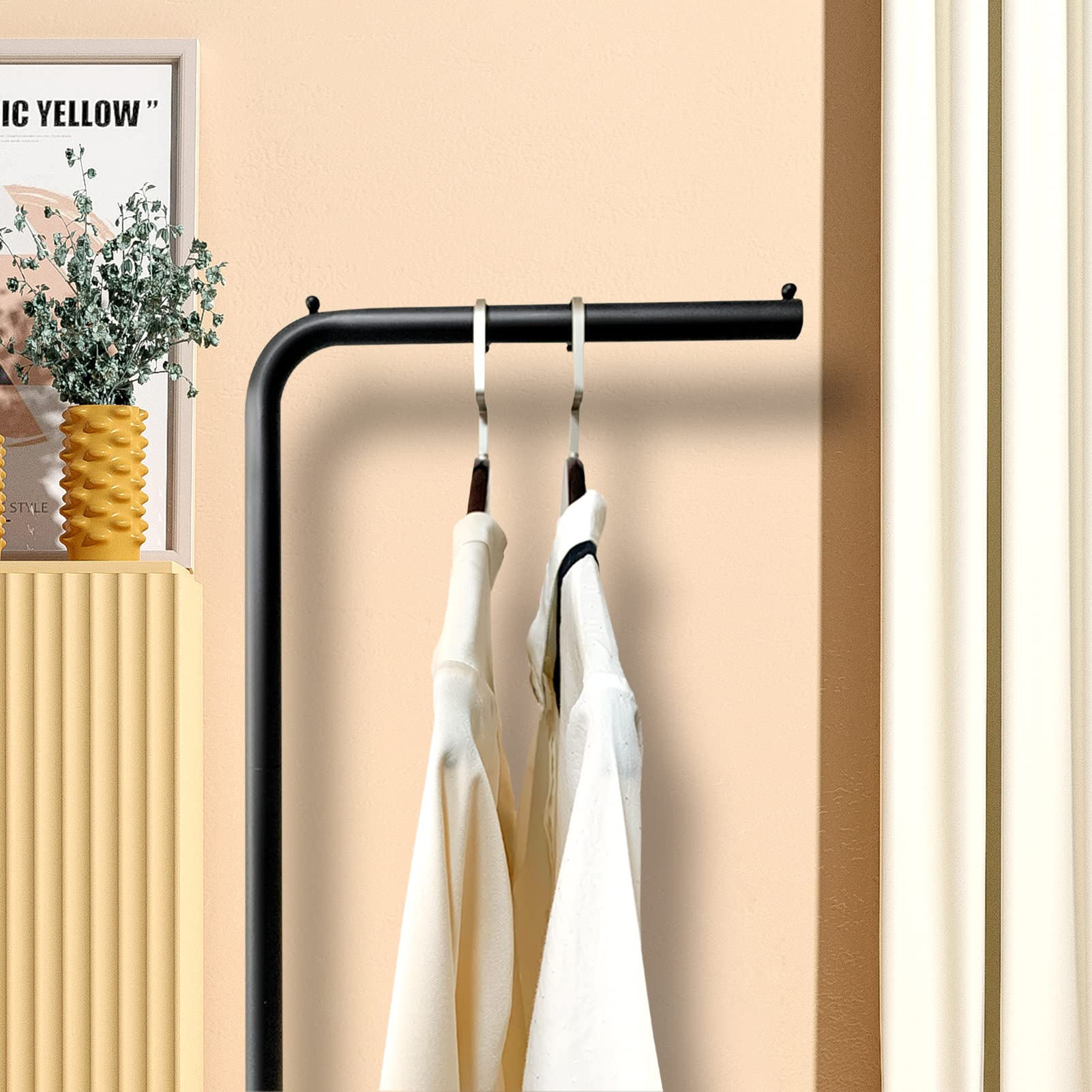 Aolohomy Metal Coat Rack, Modern Clothing Tree with Heavy-weight Slate Base, Small Coat Stand for Entryway/Bedroom/Hallway, Standing Plant Hanger, Matte Black