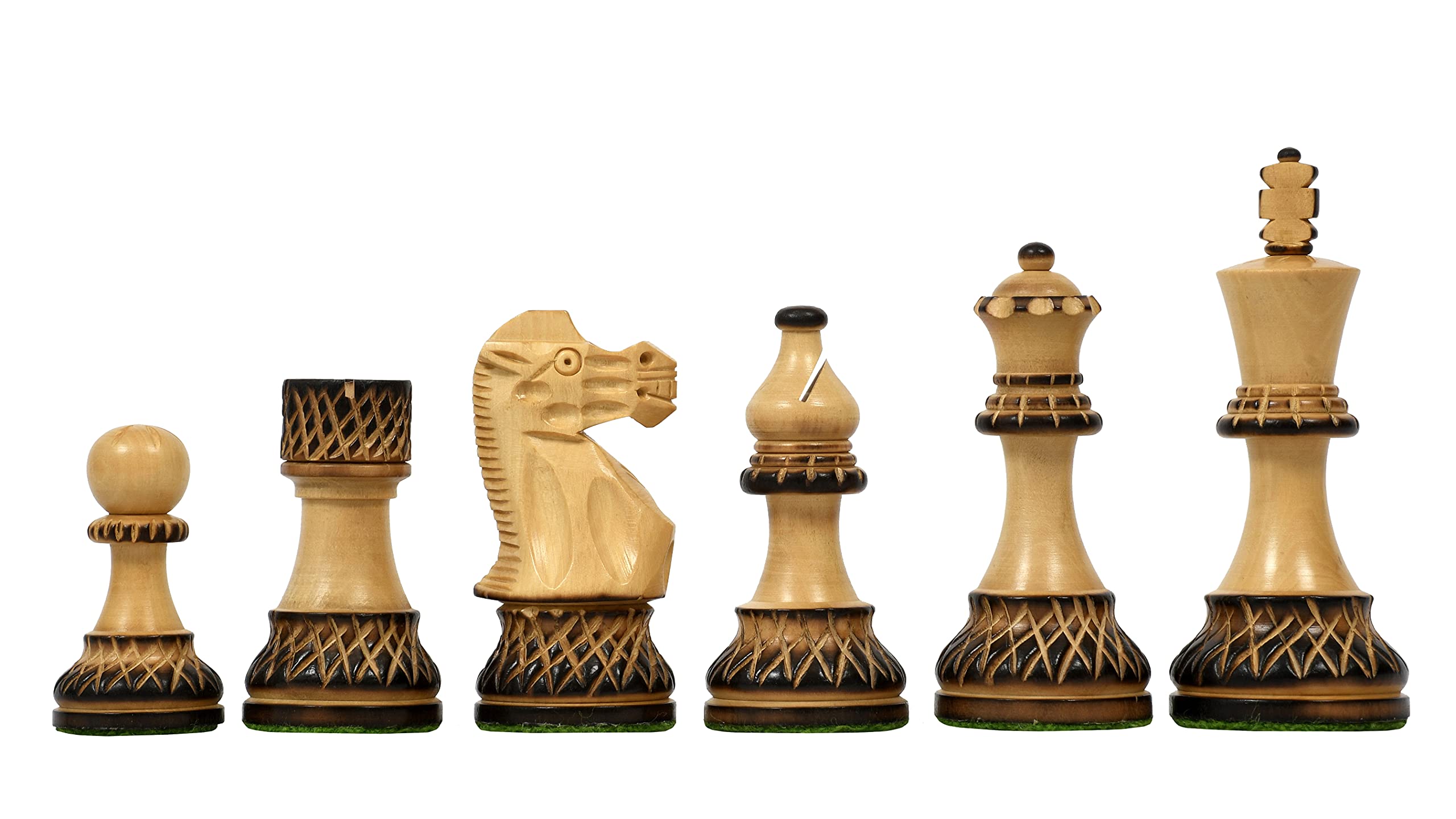 CHESSBAZAAR 3.8" King Burnt Blazed Chess Set for Adults & Kids, Wooden Chess Pieces only in Burnt Boxwood