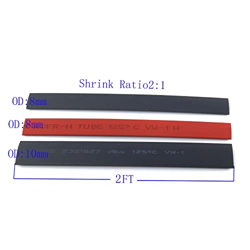 WJSTN Speaker Wire Pants(Y Boot) Cable Pants 8mm 2-Conductor, Black (Pack of 12) Insulated Heat shrinkable Tube (Shrink Ratio2:1,6ft)