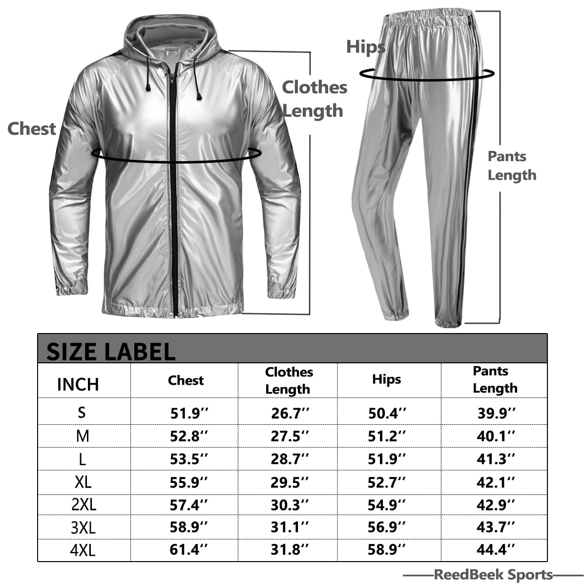REEDBEEK Anti-Rip Sauna Suit Weight Loss Sweat Suit MMA Training Gym Jacket Pants Workout Suits for Men and Women