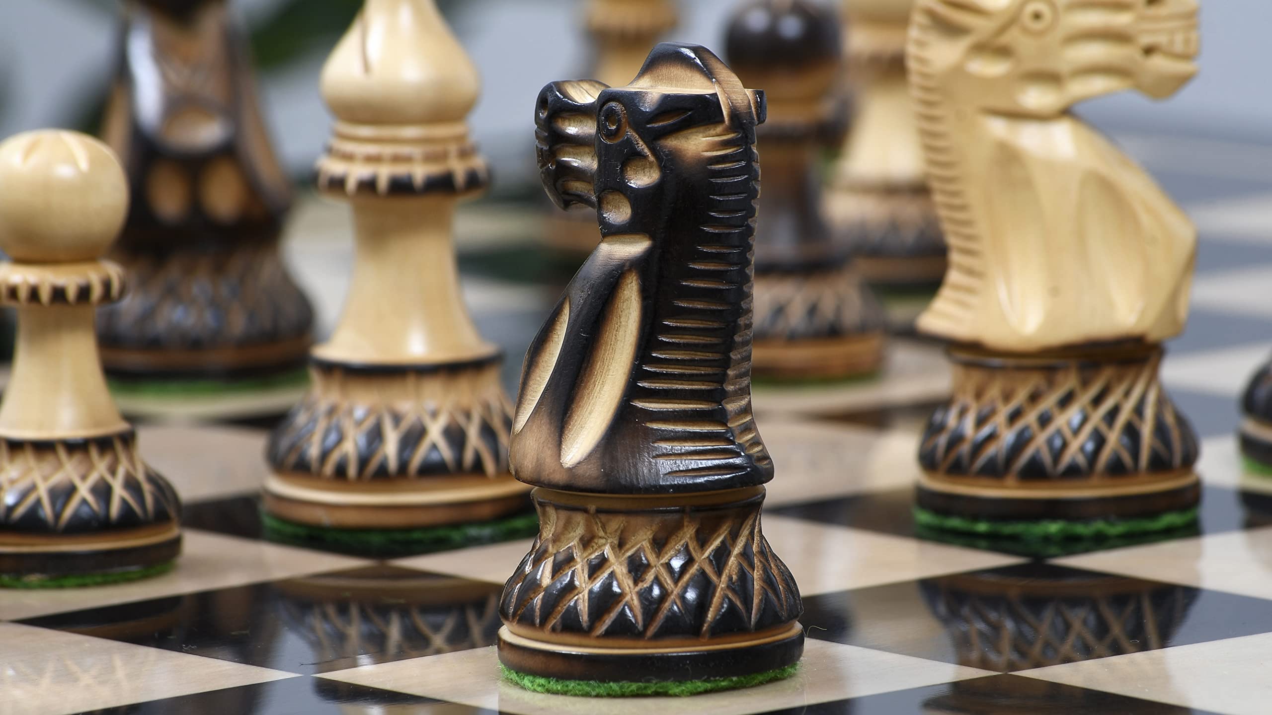 CHESSBAZAAR 3.8" King Burnt Blazed Chess Set for Adults & Kids, Wooden Chess Pieces only in Burnt Boxwood