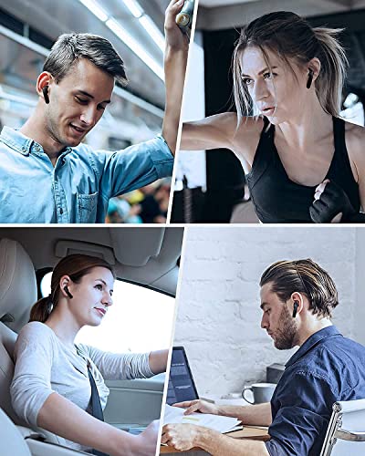 Wireless Earbuds Bluetooth 5.0 in Ear Buds Headphones Built-in Microphone, IPX8 Waterproof, Hi-Fi Sound Headset with Remaining Battery Light Charging Case for Android/Samsung/Apple iPhone, Black