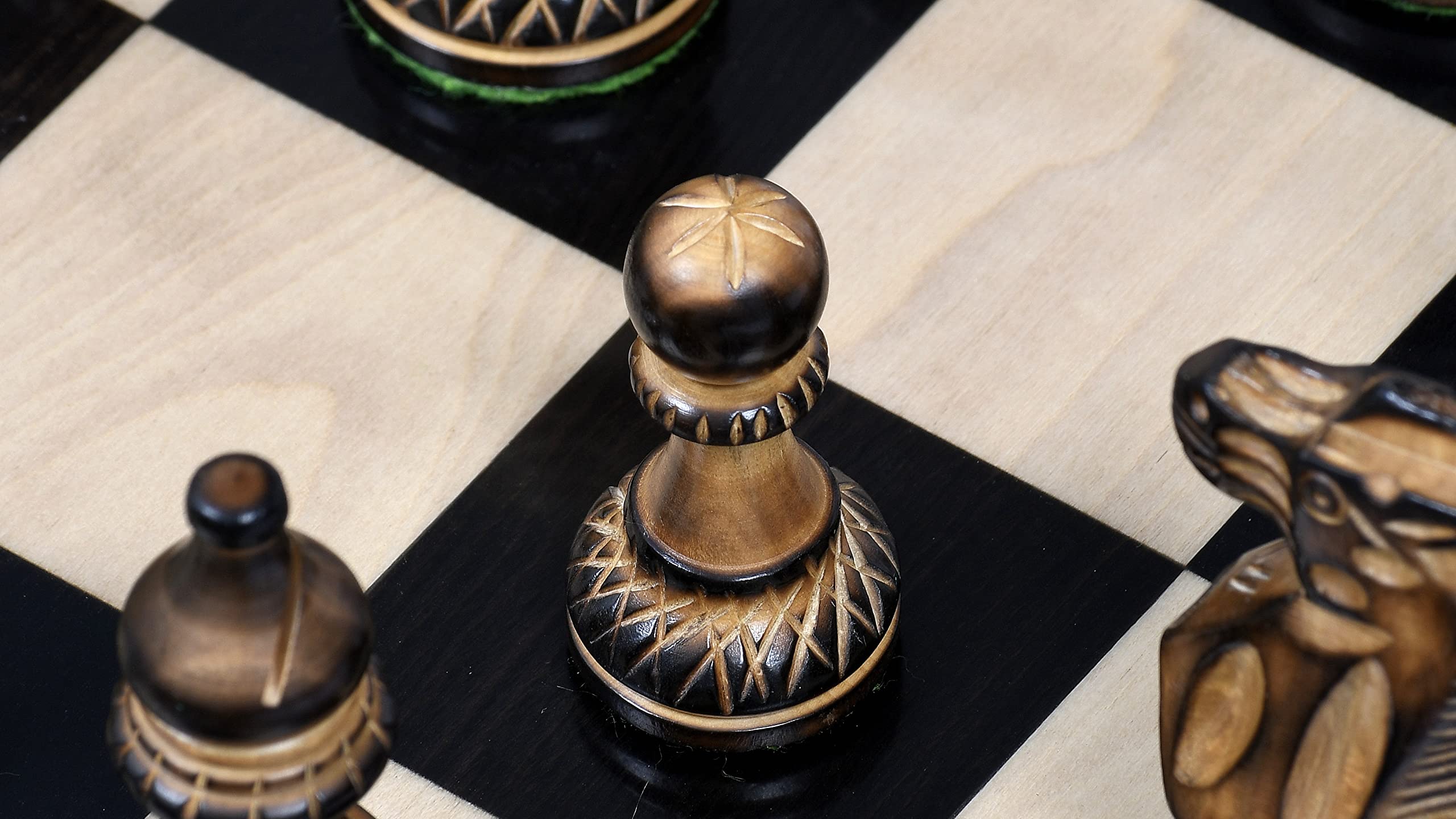 CHESSBAZAAR 3.8" King Burnt Blazed Chess Set for Adults & Kids, Wooden Chess Pieces only in Burnt Boxwood