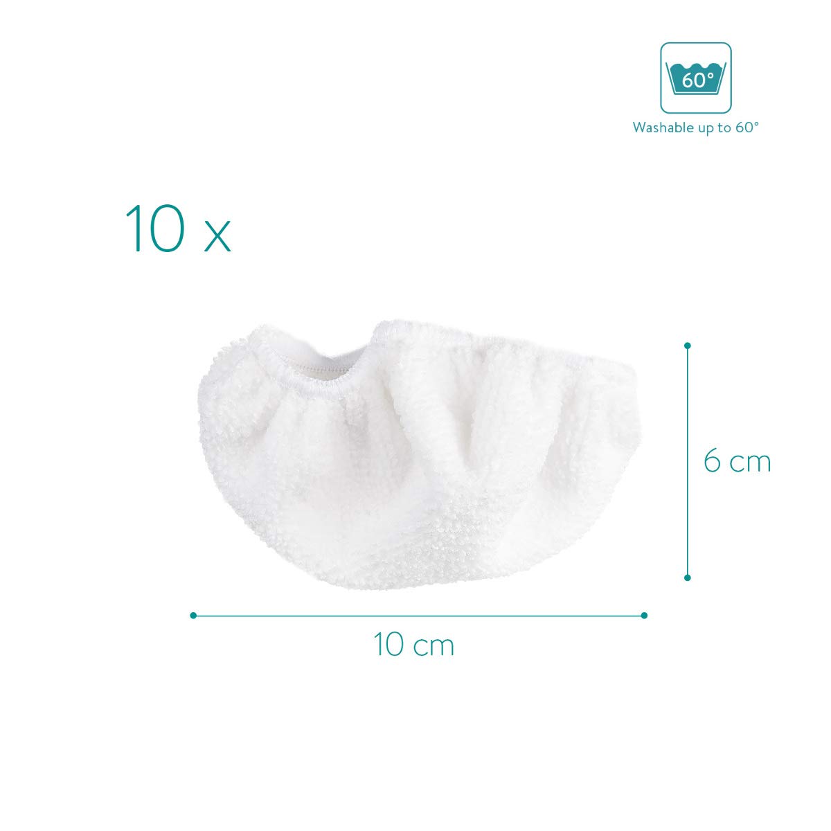 Navaris Microfibre Pads for Steam Cleaner - Set of 10 Replacement Cloths Handheld Steamer 49454 - Washable Wipes for Floor, Wall, Cleaning