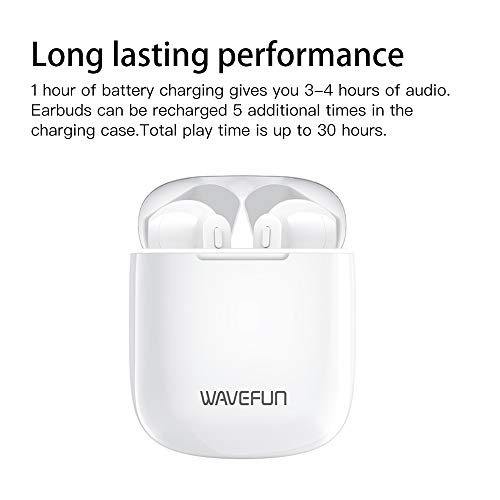 WAVEFUN Wireless Earbuds, Bluetooth Earbuds Bluetooth Headphones with Microphone Waterproof True Wireless Earbuds Stereo Sound Deep Bass Crystal-Clear Calls Headset for Sports Workout Home Office
