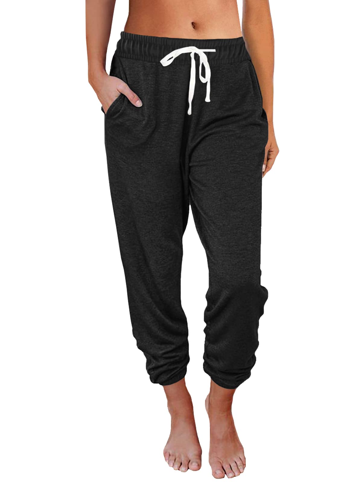 AUTOMET Sweatpants Women with Pockets Lounge Casual Pajam Pants Joggers Fall Clothes Spring Outfits Resort Wear 2025 Black L