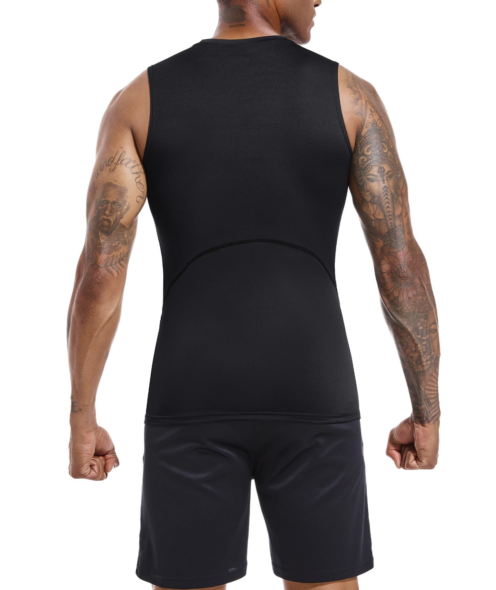 Holure Men's 5 Pack Compression Tank Tops Athletic Muscle Tee Fitness Bodybuilding Sleeveless T-Shirt Black/Black/Black/Black/Black 03-S