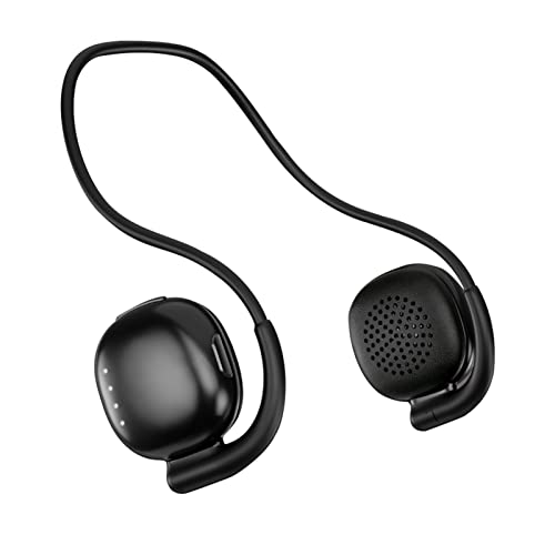 CHUYI Behind The Head Headphones, Bluetooth Wireless On-Ear Earphones, Foldable Lightweight Wireless Stereo Neckband Around Head Headset with Built-in Mic for Sports, 23Hrs Music Time (Black)
