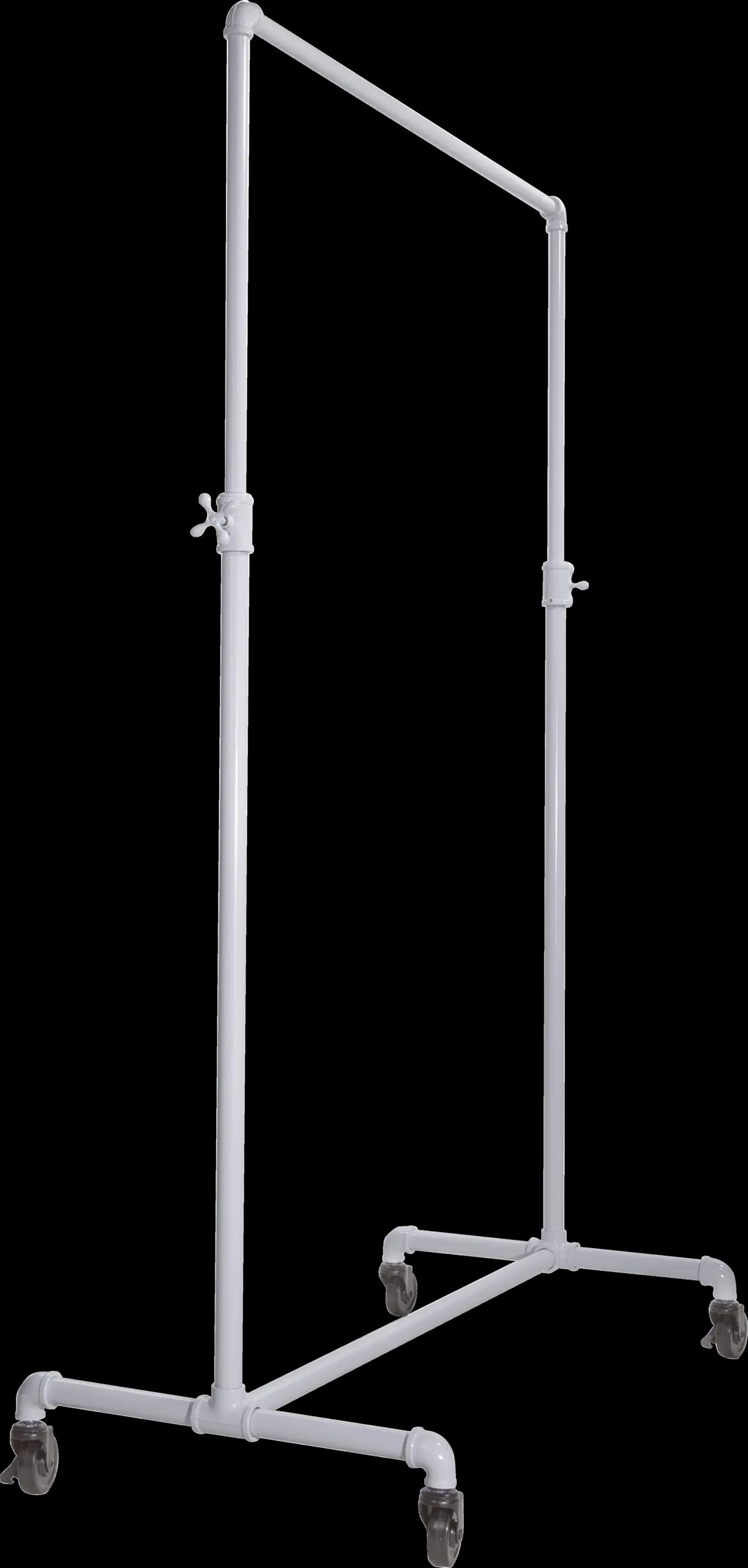 Econoco Pipeline Adjustable Height | Ballet Bar | Vintage Rolling Rack | PSBBADJWTE |Gloss White