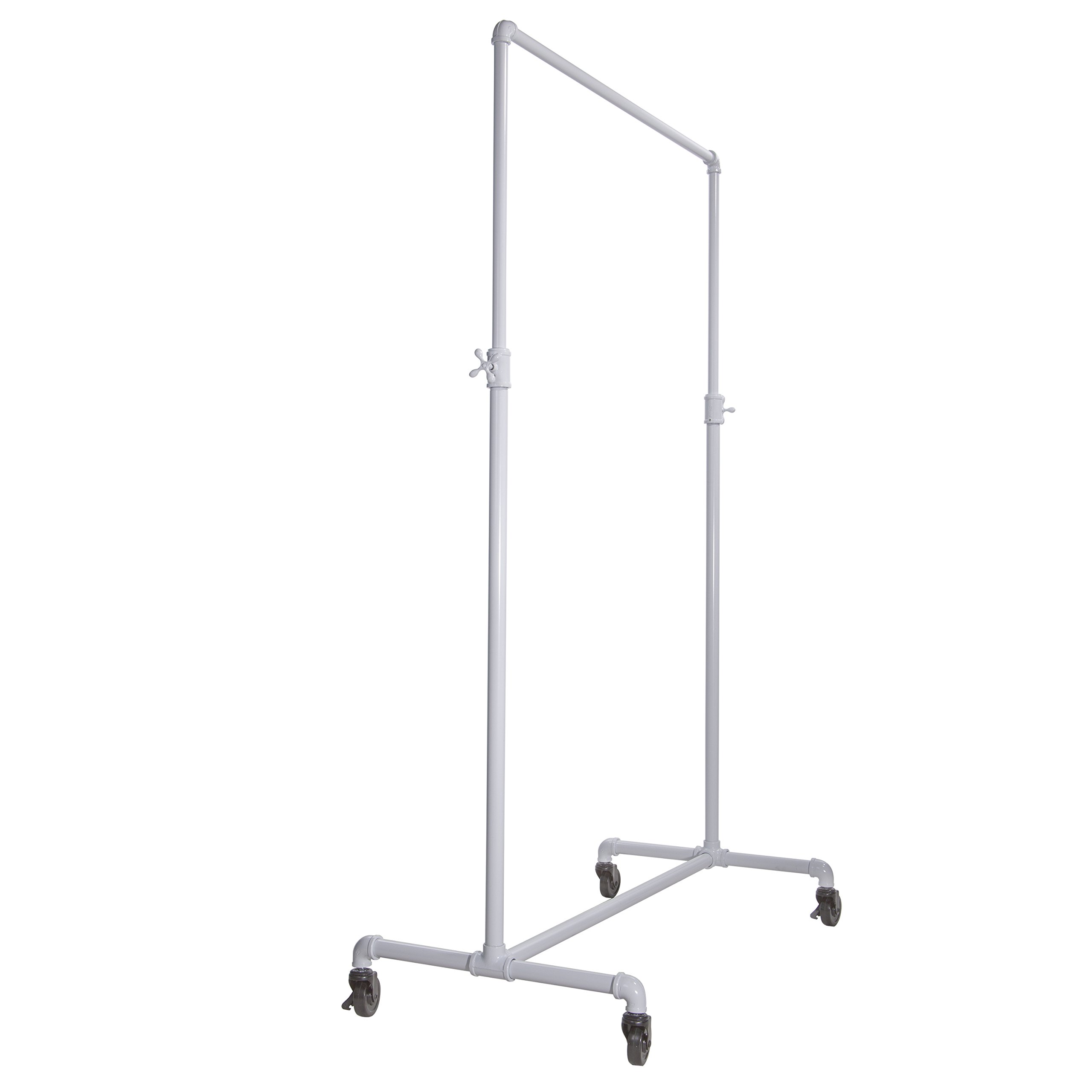 Econoco Pipeline Adjustable Height | Ballet Bar | Vintage Rolling Rack | PSBBADJWTE |Gloss White