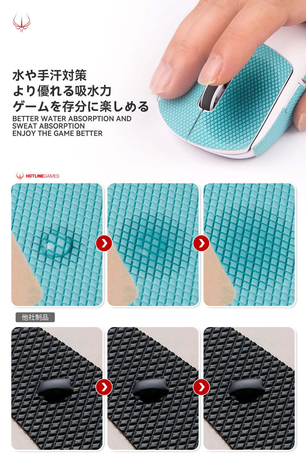 HOTLINEGAMES [Grip Upgrade] HyperFit Colour Mouse Anti Slip Grip Tape Compatible with Logitech G Pro X Superlight Wireless Gaming Mouse Skins,Sweat Resistant,Cut to Fit,Easy to Apply (Ice Blue)