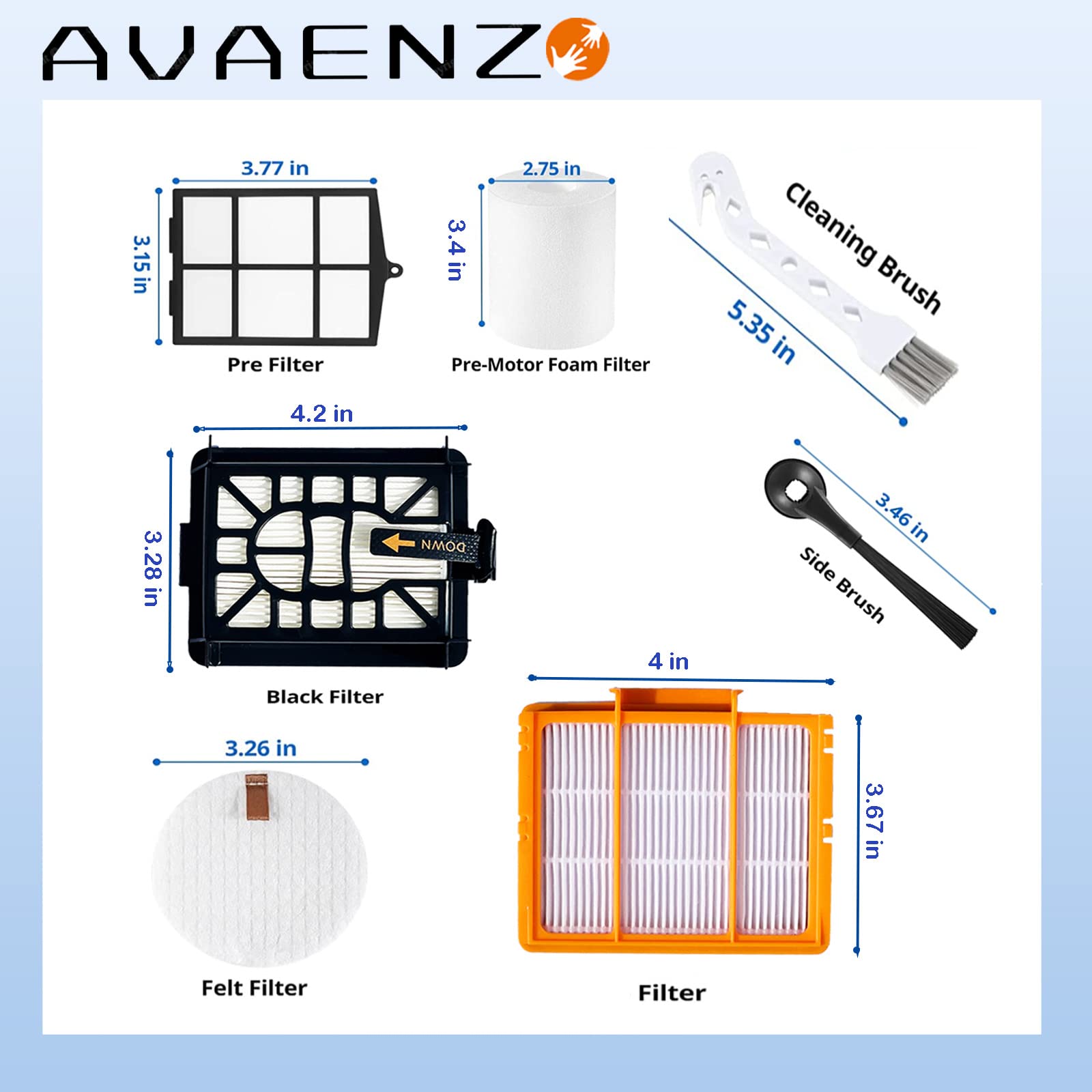 Replacement Parts for Shark AV2610WA RV2610WA Matrix Plus 2- in-1 Robot Vacuum Cleaner,1 Main Brush,2 Filters,3 Mop Pads,4 Side Brushes,1 Pre Filter,1 Filter&1 Pre-Motor Foam&Felt Filter