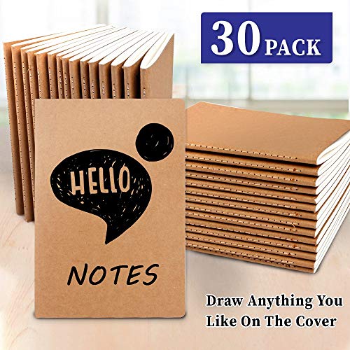 30 Pack Kraft Notebooks, A5 Feela 60 Lined Pages Notebooks and Journals for Women Girls Students Making Plans Writing Memos Office School Supplies, 8.3 X 5.5 in