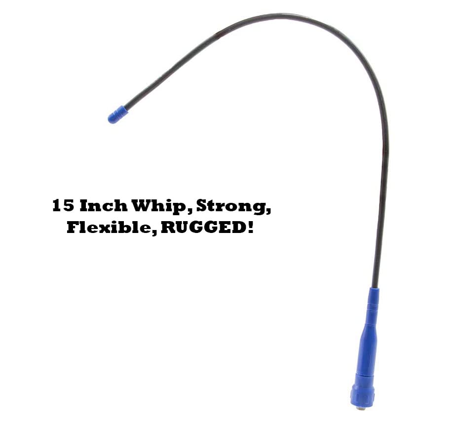 Ultimate Blue Custom Tuned Long-Range 15 - Inch Ducky Whip Antenna VHF/UHF (136/520Mhz) SMA-Female for BTECH, BaoFeng, and Rugged Handheld Radios RH5R and V3 (Does not fit R1) - #DB-5R