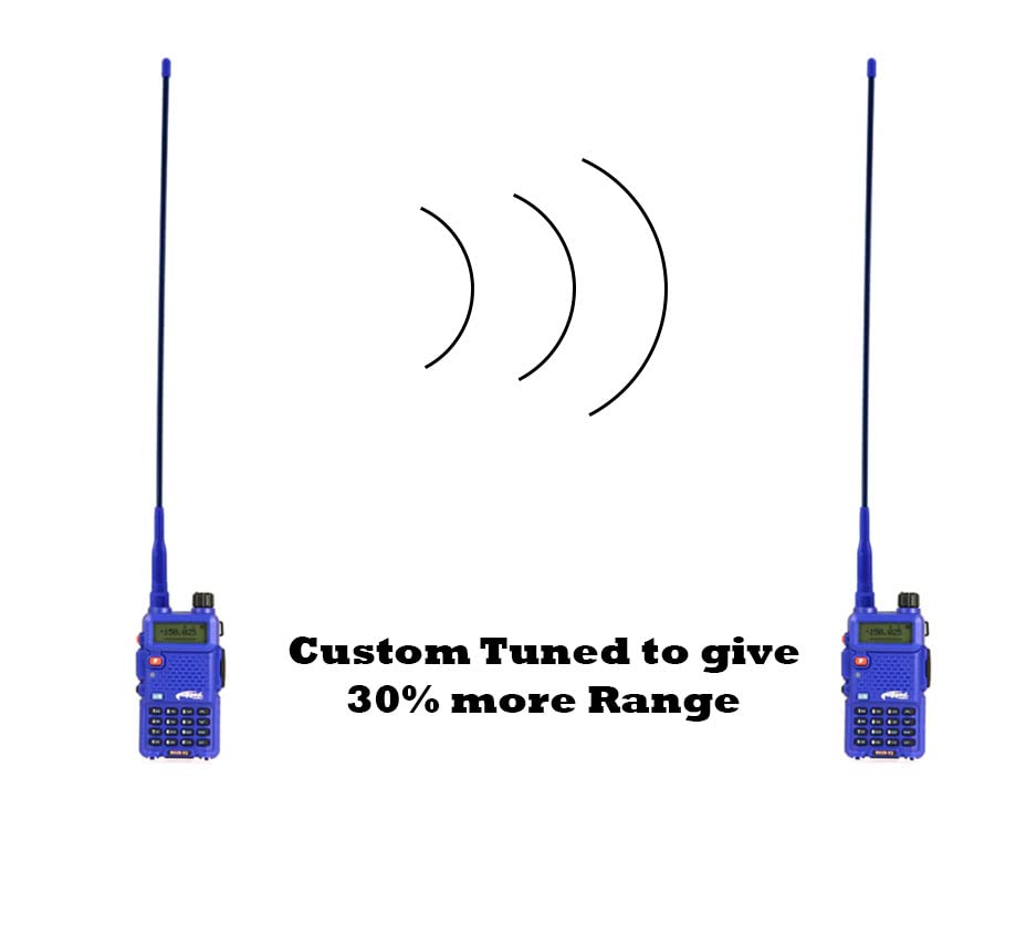 Ultimate Blue Custom Tuned Long-Range 15 - Inch Ducky Whip Antenna VHF/UHF (136/520Mhz) SMA-Female for BTECH, BaoFeng, and Rugged Handheld Radios RH5R and V3 (Does not fit R1) - #DB-5R