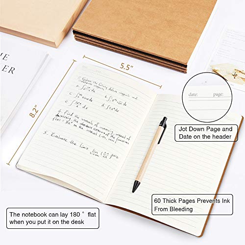 30 Pack Kraft Notebooks, A5 Feela 60 Lined Pages Notebooks and Journals for Women Girls Students Making Plans Writing Memos Office School Supplies, 8.3 X 5.5 in